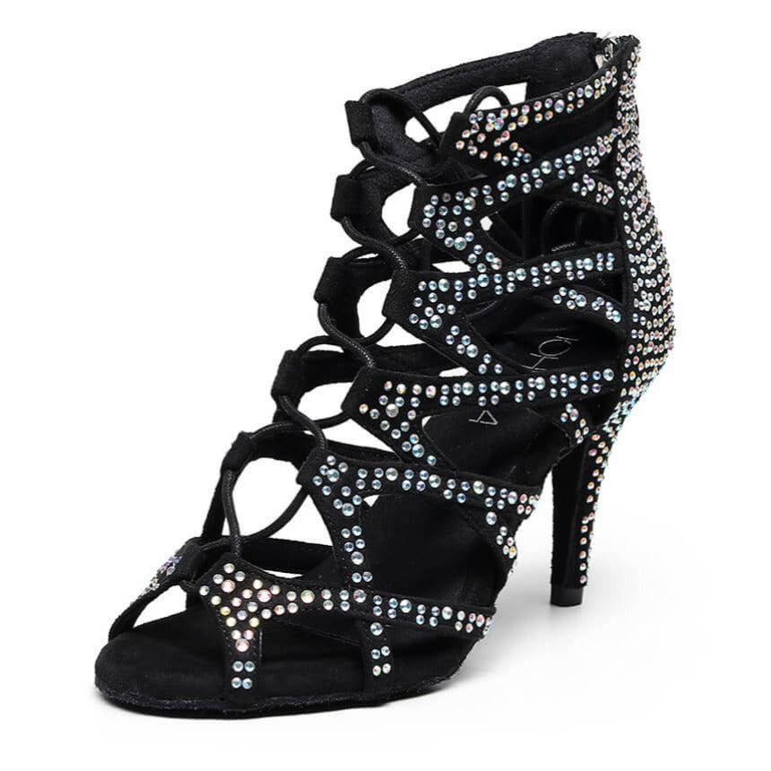 Women's Black Lace Up Dance Boots