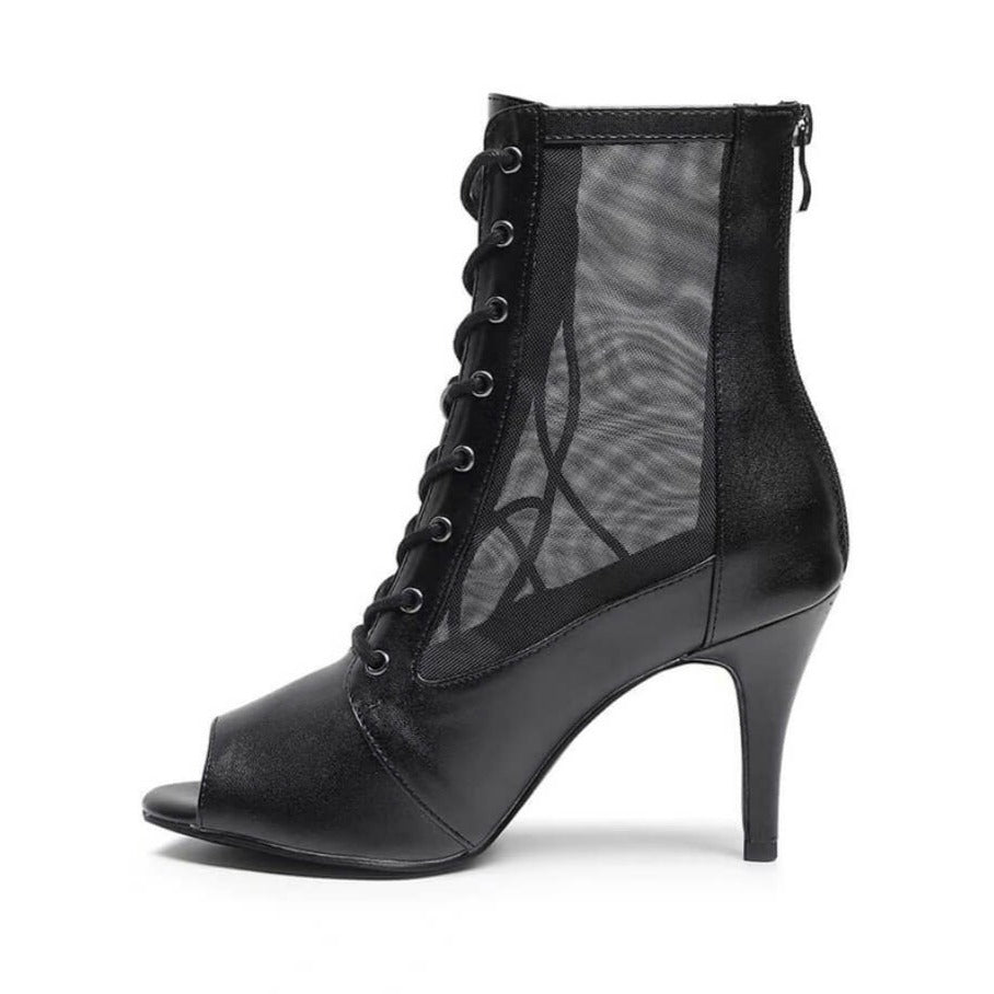 Women's Black Lace-up Dance Boots