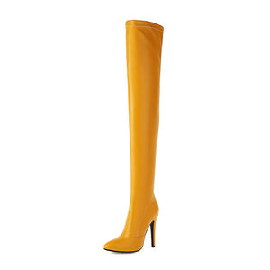 Yellow Matte Women's Closed Toe Boots